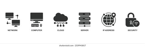 Network Technology Banner Web Icon Set Stock Vector Royalty Free