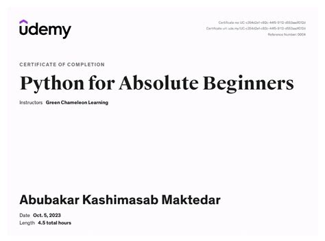 Abubakar Maktedar On Linkedin Completed The Python For Absolute Beginners Course