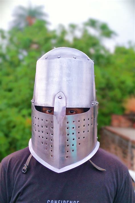 Medieval Crusader Helmet Bucket Helmet Etsy Uk Medieval Crusader Helmet Bucket Helmet Etsy Uk