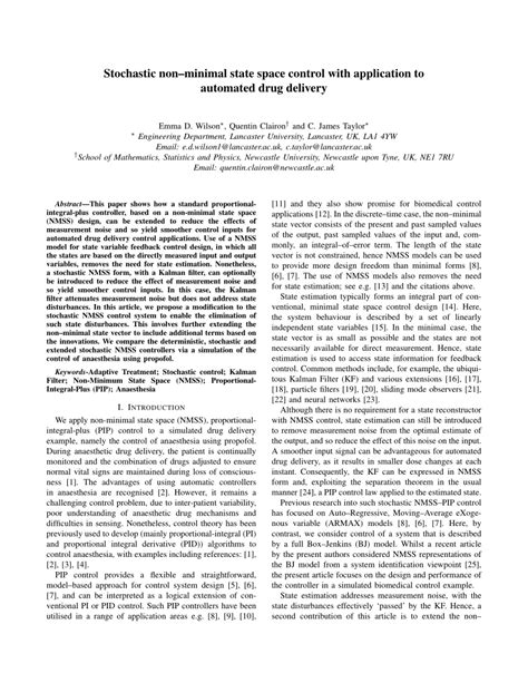 Pdf Stochastic Non Minimal State Space Control With Application To
