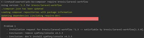 Installation Request For Brexis Laravel Workflow 1 3 Conclusion Remove Symfony Console