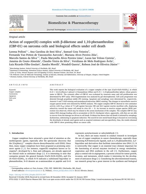 Pdf Action Of Copperii Complex With β Diketone And 110
