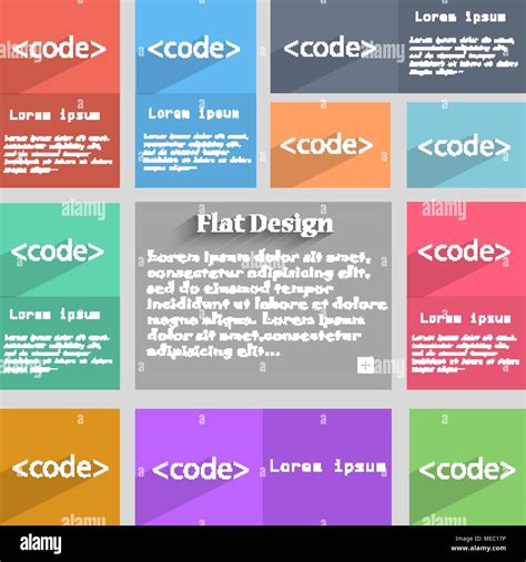 Code Sign Icon Programming Language Symbol Set Of Colored Buttons