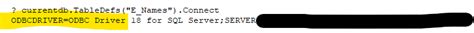 New Bug Connection String Malformed Access World Forums