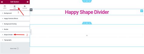 how to add elementor shape divider to a section in wordpress