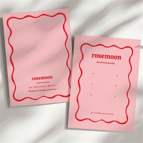 Pink Red Squiggle Modern Earring Display Card Zazzle Jewelry Business Card Jewelry