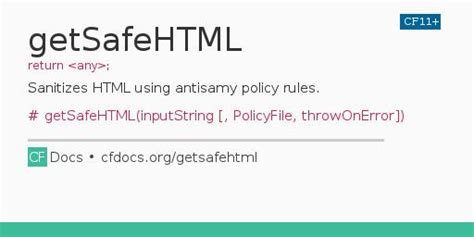 Getsafehtml Code Examples And Cfml Documentation