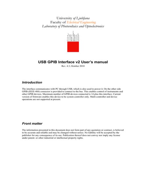 usb gpib interface user`s manual