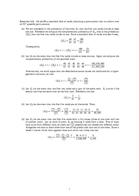 Exercise 1 3 Stat Solution Exercise 1 We Shuffle A Standard Deck Of Cards Obtaining A