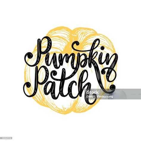 호박 패치 노란 배경에 글자 손입니다 추수 감사절 초대장 인사말 카드에 대 한 호박 벡터 일러스트 가을에 대한 스톡 벡터 아트 및 기타 이미지 Istock