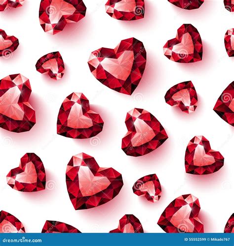 Shiny Red Ruby Heart On White Background Seamless Stock Vector Illustration Of Celebration