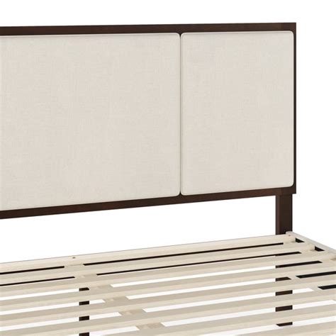 Martha Stewart Jett Wooden Platform Bed With Upholstered Base And