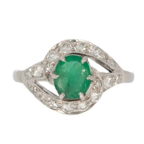 Vintage Gold Emerald And Diamond Twist Ring Rings From Cavendish