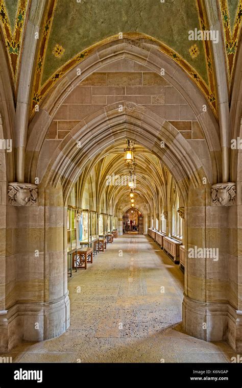 Yale University Cloister Hallway Interior View Of The Collegiate