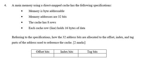 Solved A Main Memory Using A Direct Mapped Cache Has The Chegg Com