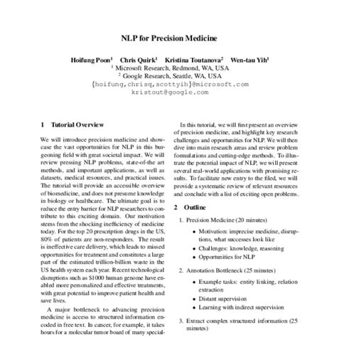 Nlp For Precision Medicine Acl Anthology