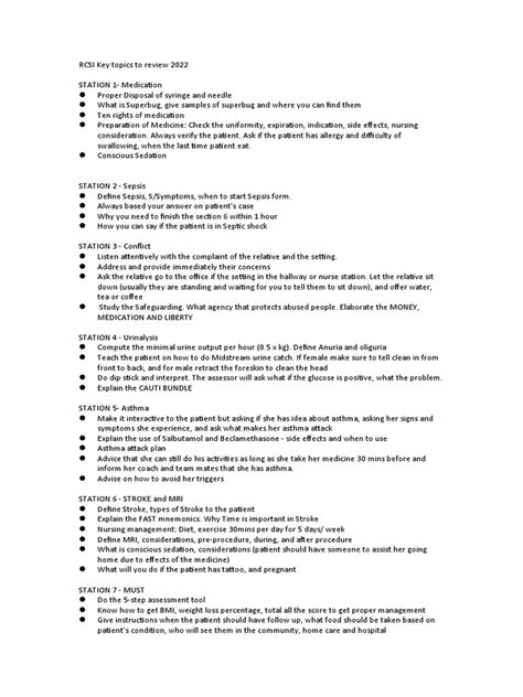 Rcsi Key Topics To Review 2022 Pdf Sepsis Stroke
