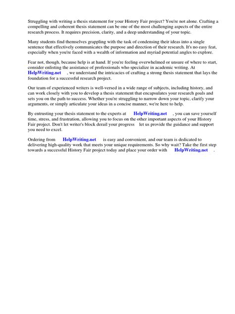 Thesis Statement History Fair Pdf Essays Thesis