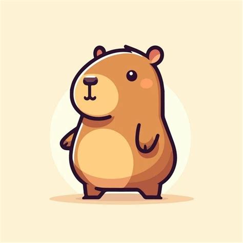 Vector Cute Capybara Stand Up With Happy Pose Cartoon Vector Icon