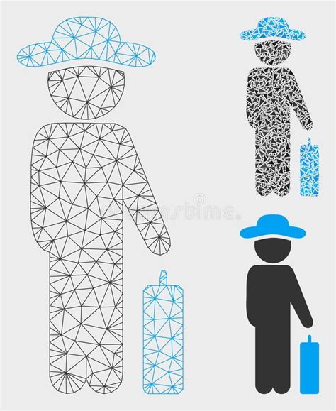 Gentleman Baggage Vector Mesh Wire Frame Model And Triangle Mosaic Icon