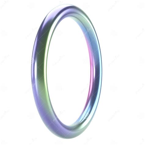 3d Render Shape Metallic Holographic Abstract Ring Glossy Geometric Primitive Object Round