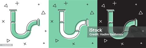 흰색과 녹색 검은 색 배경에 격리 산업 금속 파이프 아이콘을 설정합니다 다른 모양의 배관 파이프 라인 부분 벡터 일러스트레이션 가능성에 대한 스톡 벡터 아트 및 기타 이미지