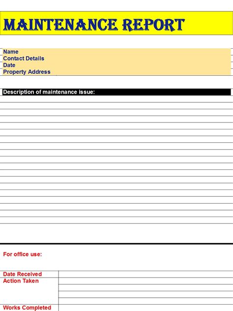 Maintenance Report Templates Free Report Templates Artofit