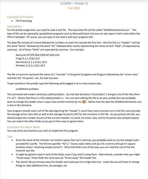 Solved CS1050 Prelab 11 Fall 2021 Concepts To Practice Chegg Com