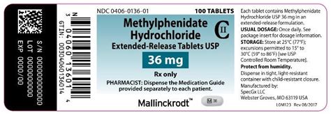 Dailymed Methylphenidate Hydrochloride Extended Release