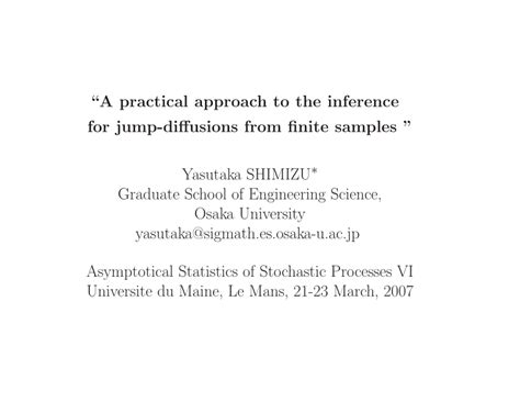 Pdf A Practical Approach To The Inference For Jump Diffusions From