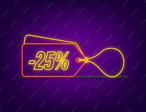 25 Pour Cent De Réduction Sur Létiquette Au Néon étiquette De Prix De