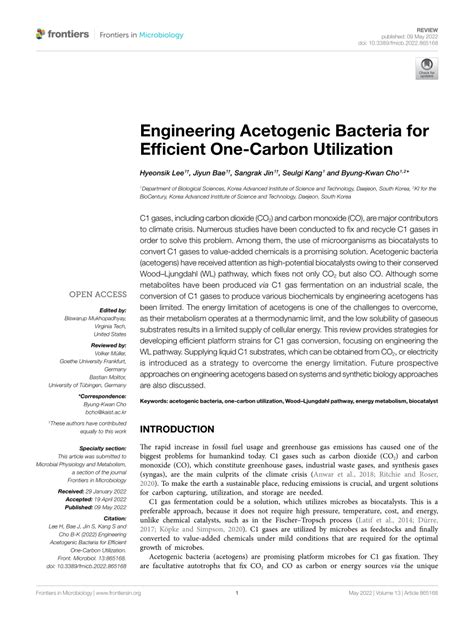 Pdf Engineering Acetogenic Bacteria For Efficient One Carbon Utilization