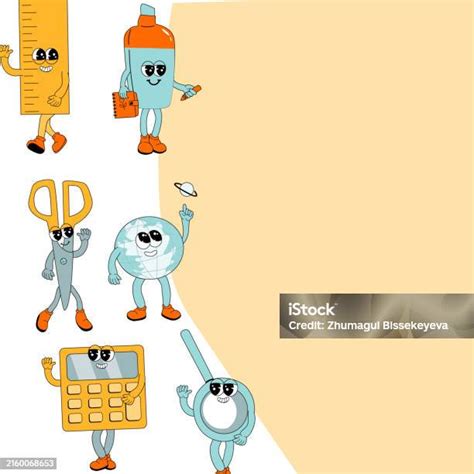 Y2k Background With School Characters In Retro 00s 80s Style Back To