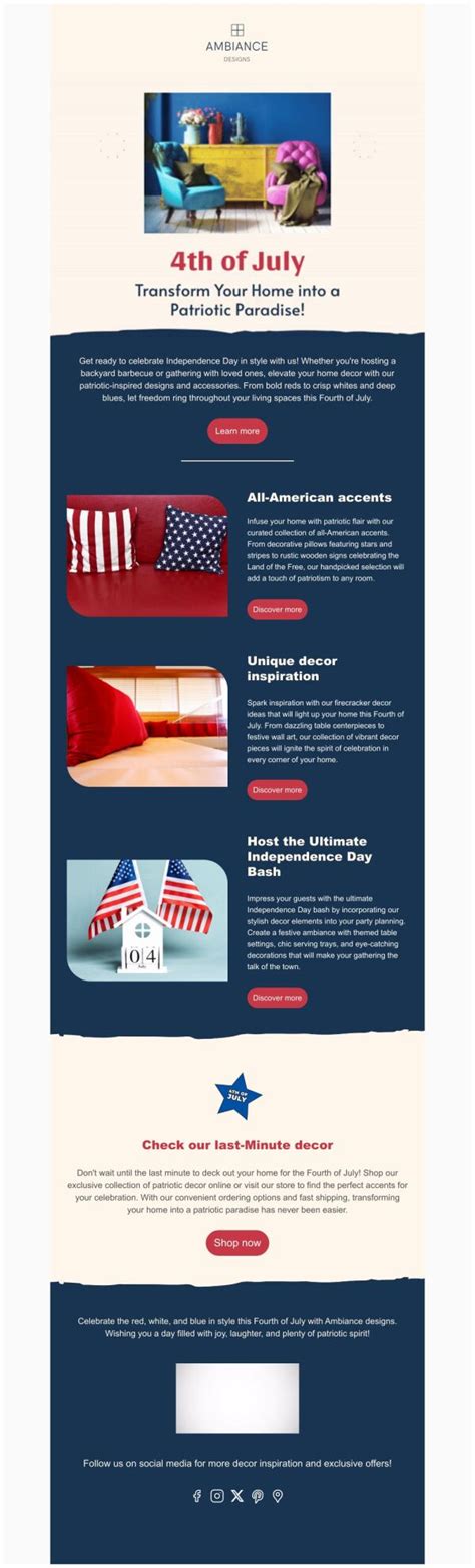 Newsletter Email Template Patriotic Paradise For 4th Of July