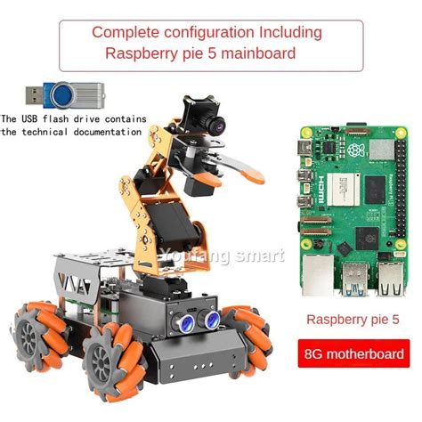 4wd Mecanum Wheel Robot Car With Camera Claw 4 Dof Robot Arm For Raspb E Smart Way