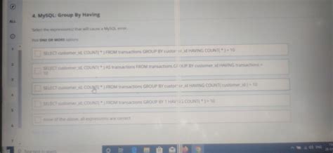Solved Mysql Group By Havingselect The Expressions ﻿that
