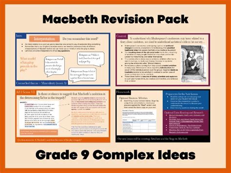 Macbeth Tutoring Revision Pack Teaching Resources