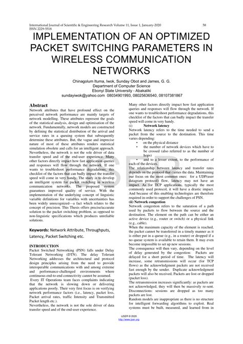 pdf implementation of an optimized packet switching parameters in