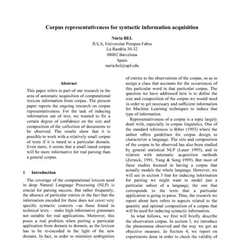 Corpus Representativeness For Syntactic Information Acquisition Acl Anthology