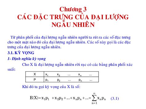 [PDF]Xác Suất Thống Kê - Đh Bách Khoa Hcm - Bai Giang Xstk C3 Các Đặc Trưng Của Đại Lượng Ngẫu ...