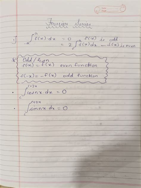 Maths 3 Fourier Series Handwritten Notes Pdf