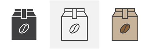 커피 종이 봉지 아이콘은 검은 색과 컬러 버전으로 설정되었습니다 0명에 대한 스톡 벡터 아트 및 기타 이미지 0명 가방 나무 상자 Istock