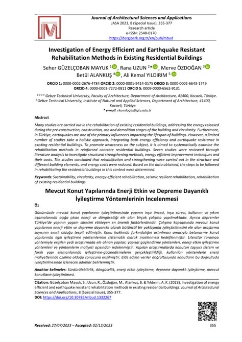 Pdf Investigation Of Energy Efficient And Earthquake Resistant Rehabilitation Methods In