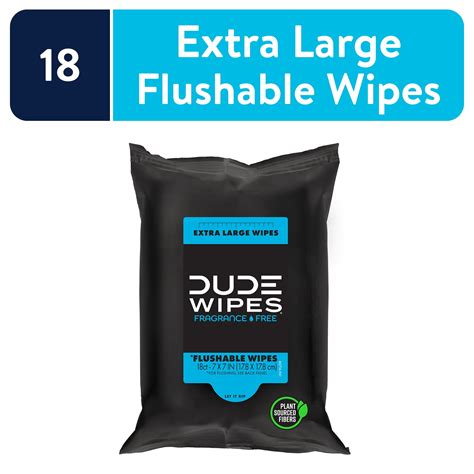 Dude Wipes Unscented Flushable Wipes Resealable Travel Pack 18 Wipes Per Pack 18 Total Wipes
