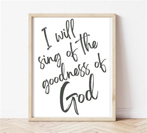 Goodness Of God Lyric Printable Christian Wall Decor Praise Song Print I Will Sing Of The