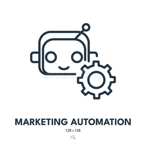 Marketing Automation Icon Campaign Digital Robot Editable Stroke