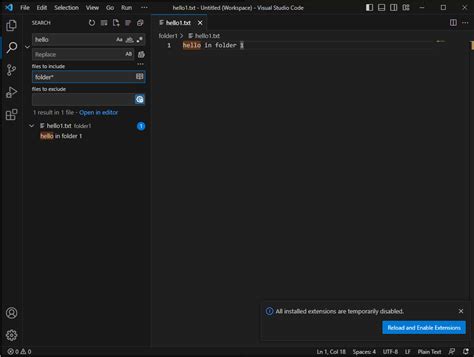 Vscode Workspace With Multiple Folders Search Files To Include Does