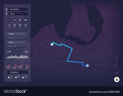 Navigation Map Gps Mobile Interface With Route On Vector Image