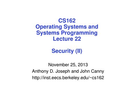 Ppt Cs162 Lecture 22 Operating System Security Ii Powerpoint