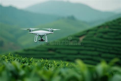 Drone Flying Over Lush Green Tea Plantation Hills Stock Illustration Illustration Of Aerial